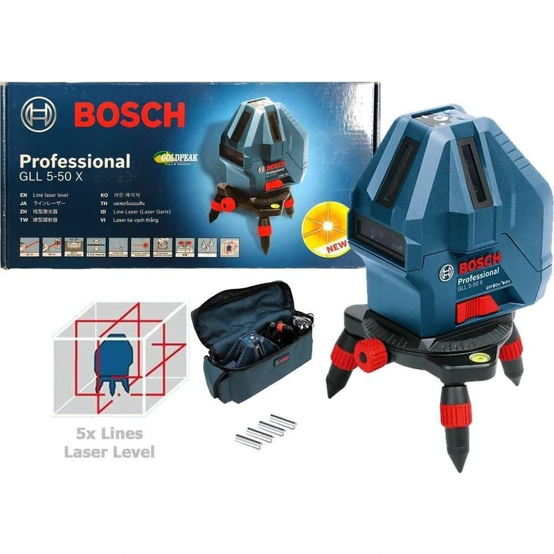 Bosch GLL 5-50 X Line Laser Level [5x Lines] with Plumb Points (50 ...